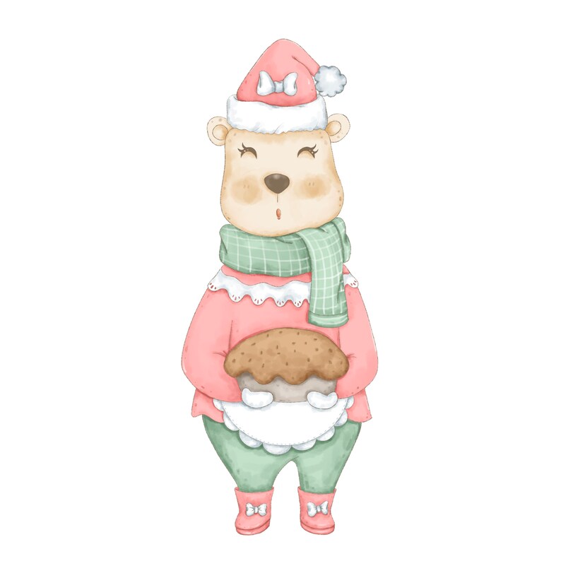 Cute Bears Watercolor Clipart, Christmas Watercolor Clipart, Winter ...
