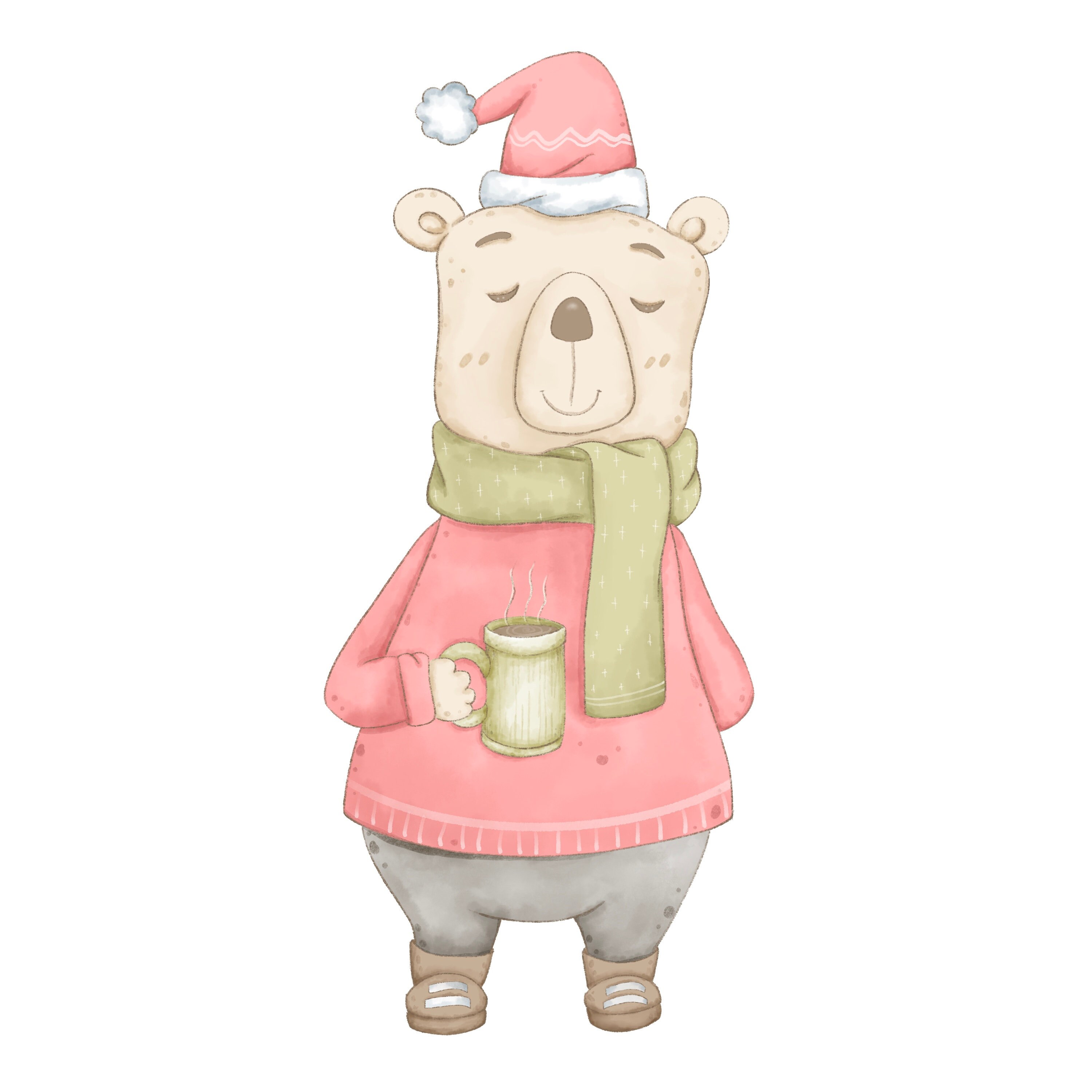 Cute Bears Watercolor Clipart, Christmas Watercolor Clipart, Winter ...