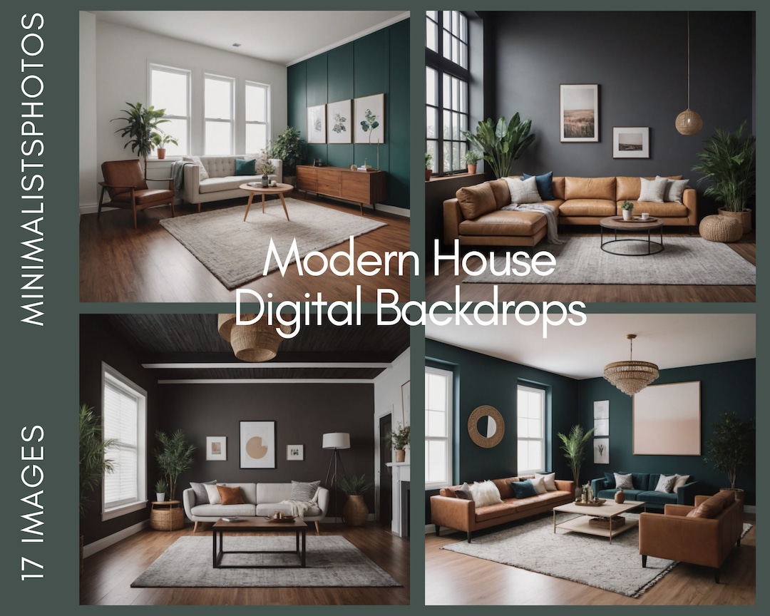 17 Modern House Digital Backdrops, Photoshop Overlays, Fine Art ...