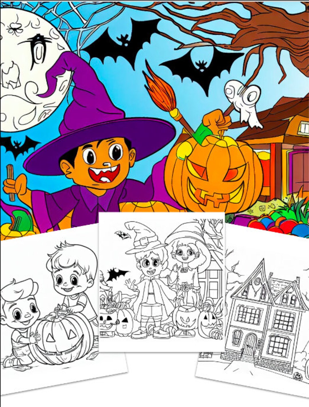 Halloween Coloring Pages Packet - Etsy