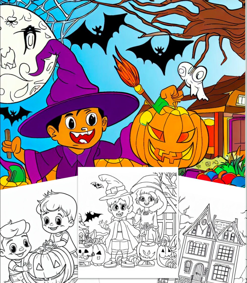 Halloween Coloring Pages Packet - Etsy