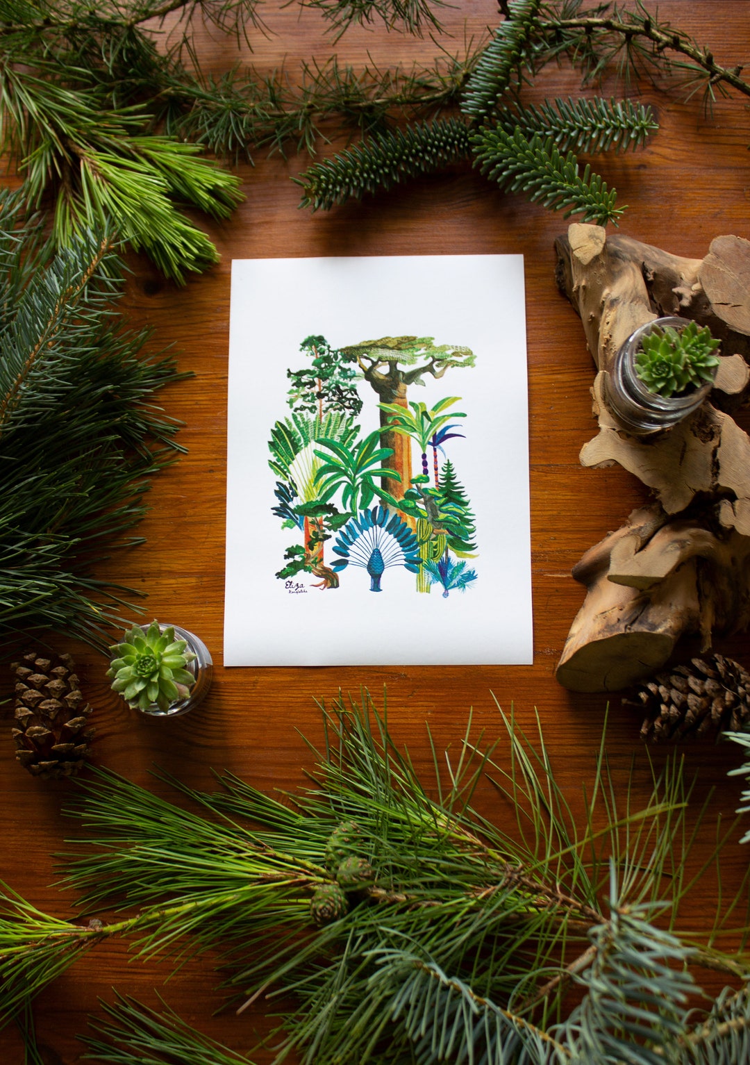 Tree Around the World Art Print, Botanical Illustration, Plant Poster ...