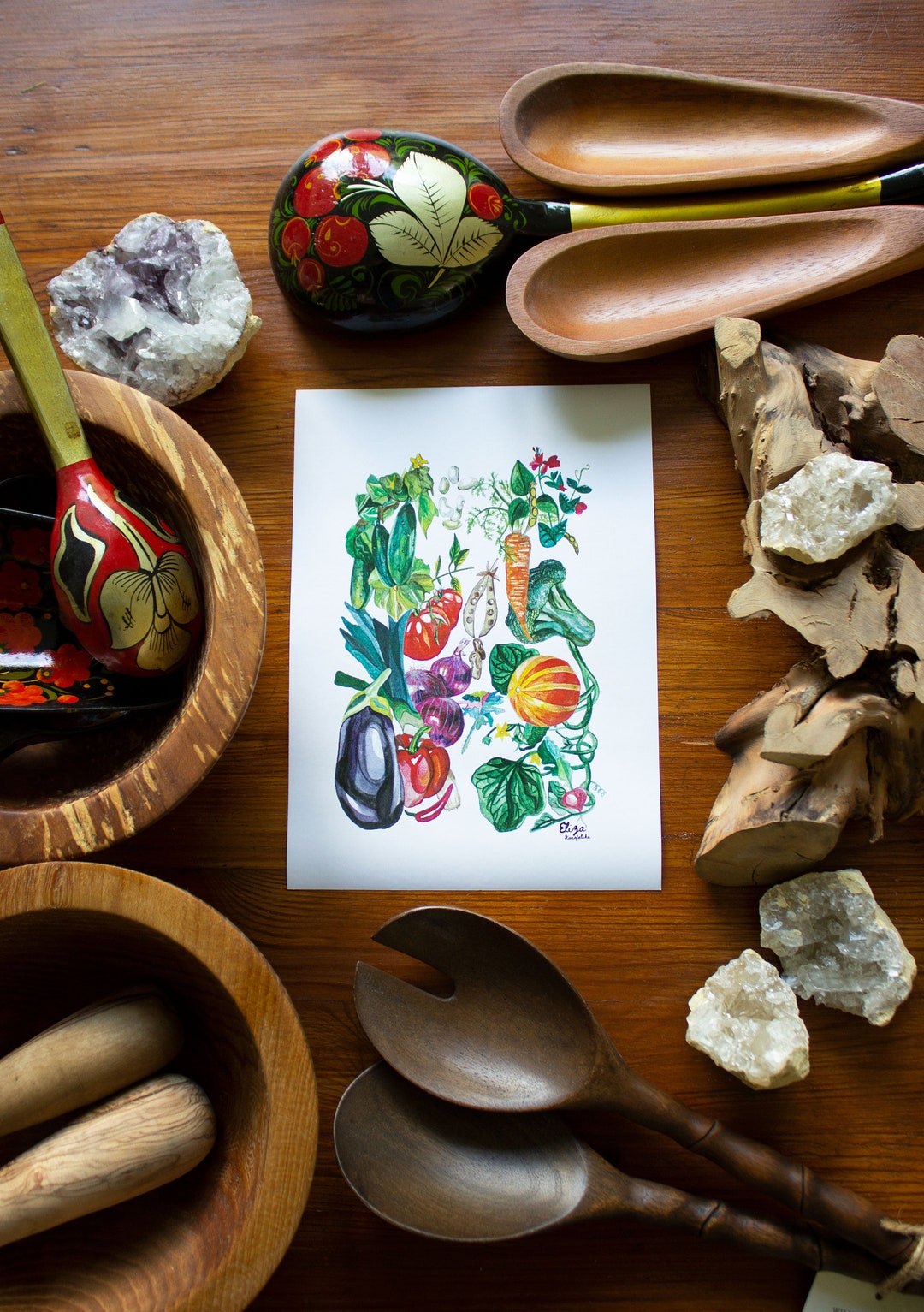 Veggie Print, Vegetable Poster, Decor, Cozy, Watercolor Illustration ...