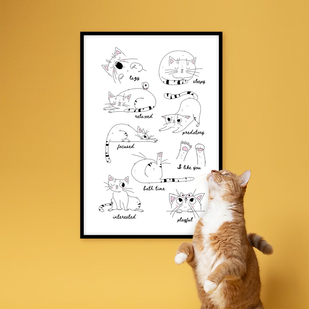 Cat Printable Poster Funny Wall Art for Cat Lovers - Etsy