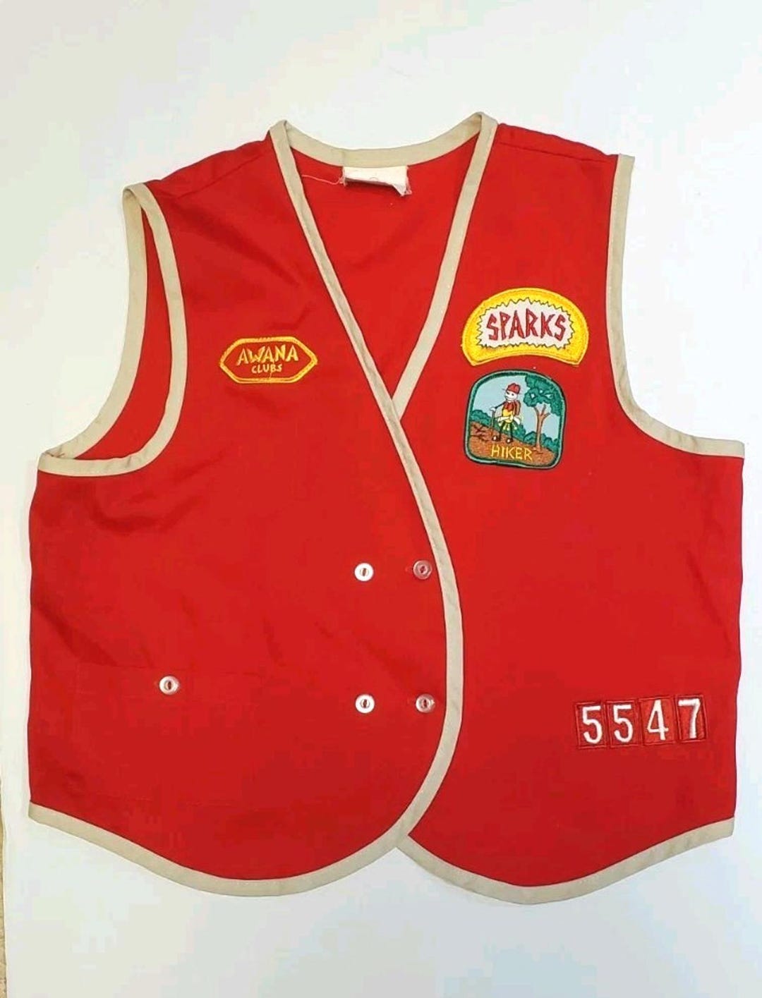 Vintage AWANA Sparks Vest Uniform Patches Hiker Made in USA Red XL - Etsy