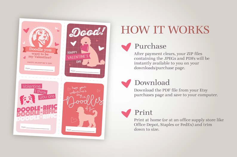 Printable Doodle Valentine's Day Cards, Dog Valentine's Day Cards ...