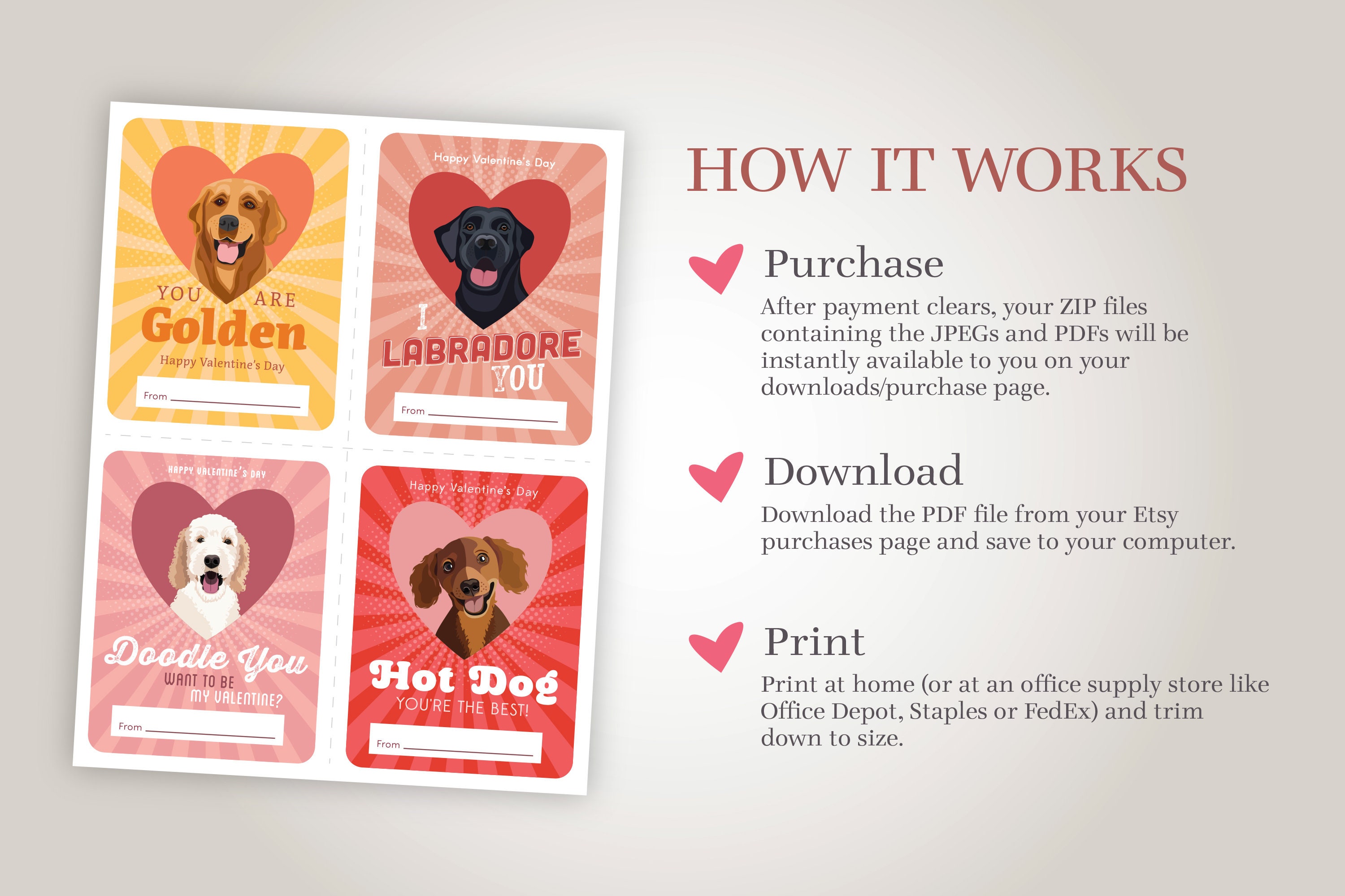 Printable Dog Valentine's Day Cards, Puppy Valentine's Cards, Instant ...