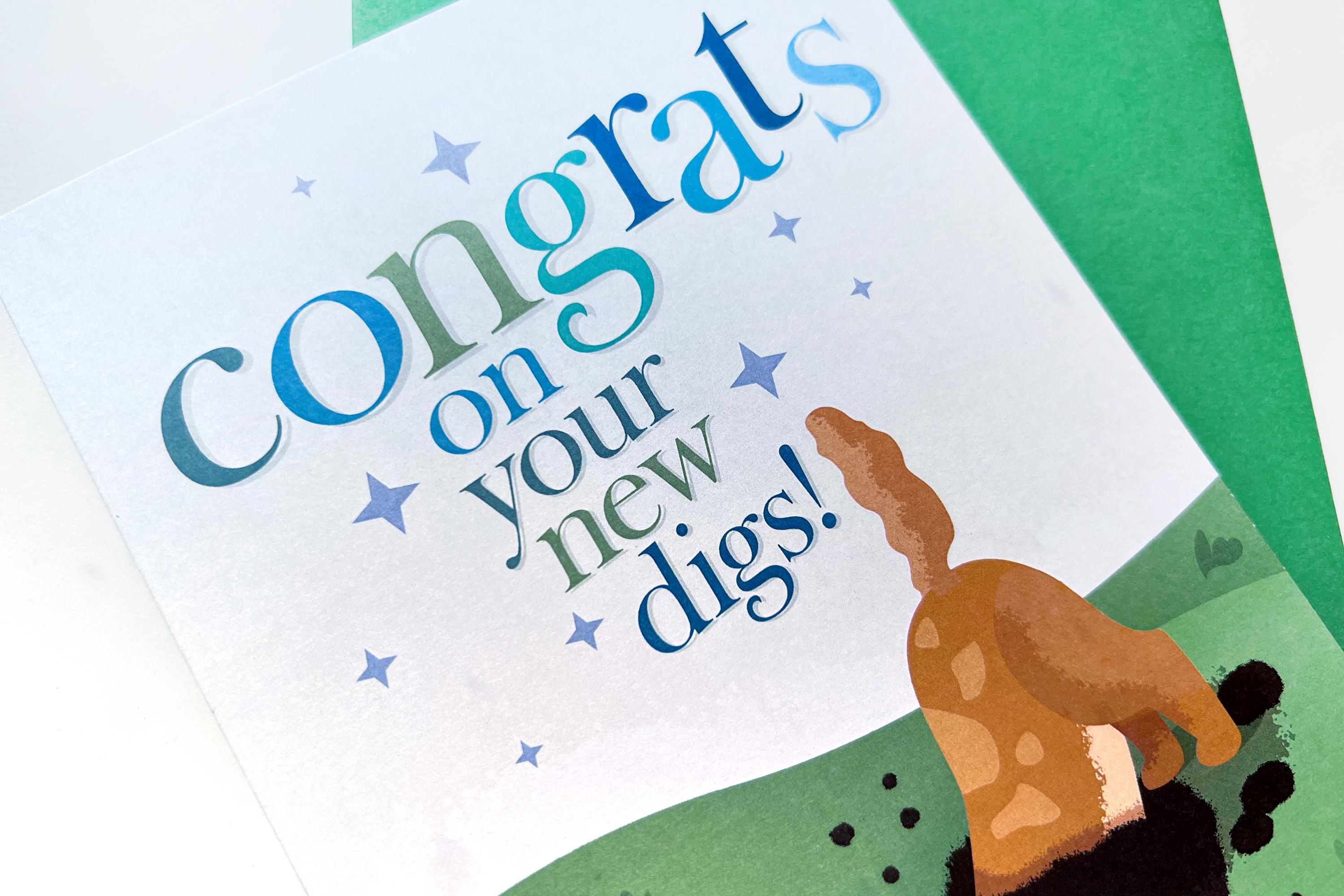 Congrats on Your New Digs Card, New House Card, New Home Card, Dog Card ...