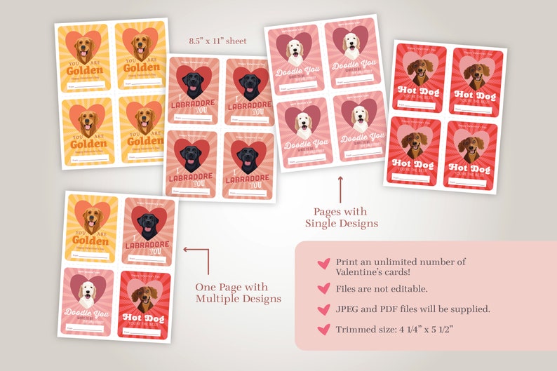 Printable Dog Valentine's Day Cards, Puppy Valentine's Cards, Instant ...