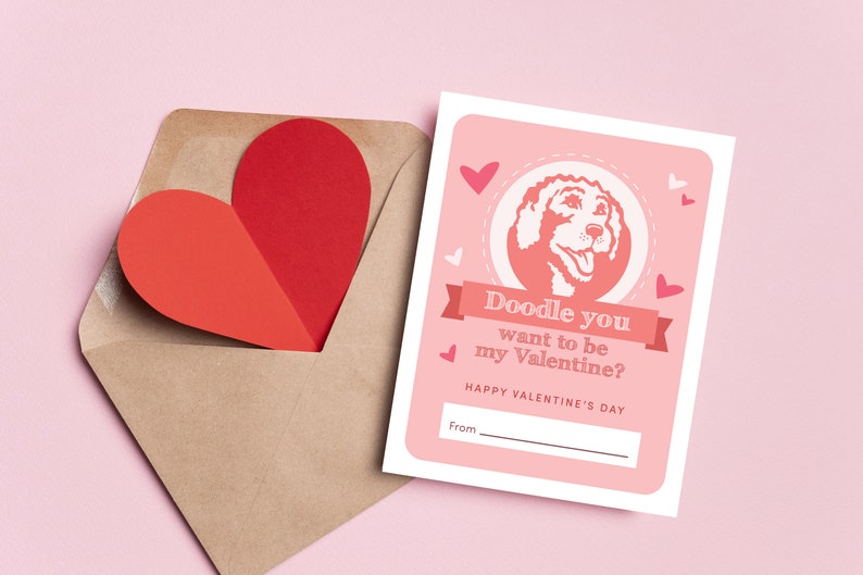 Printable Doodle Valentine's Day Cards, Dog Valentine's Day Cards ...