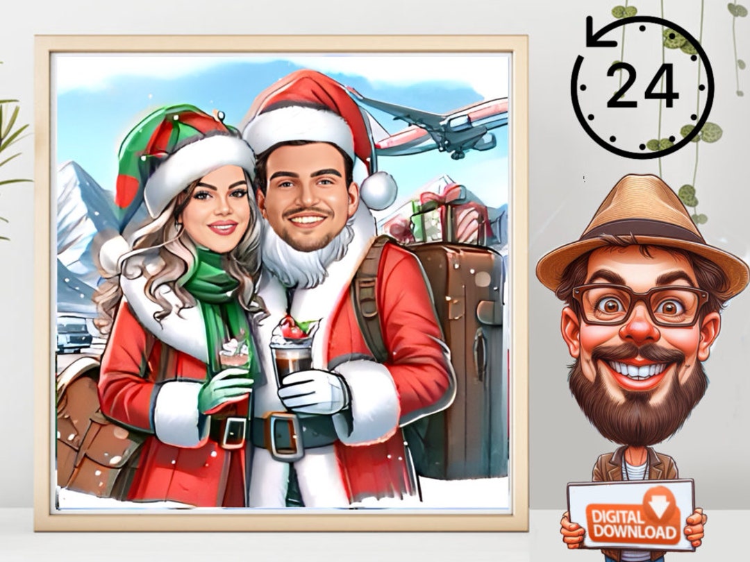 Custom Christmas Elf Family Caricature Portrait, Family Gifts ...