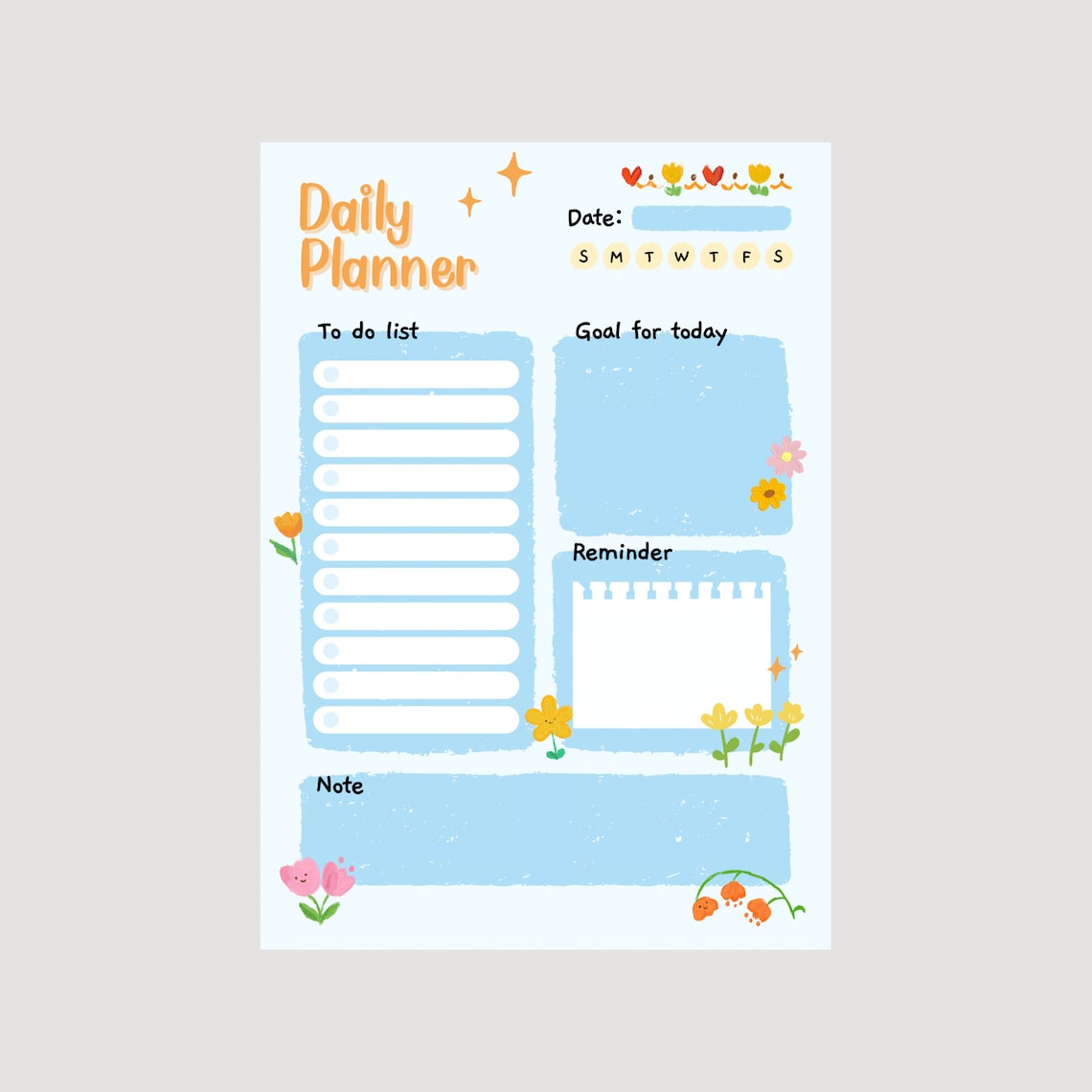 Daily Planner Printable, One Day Planner - Etsy