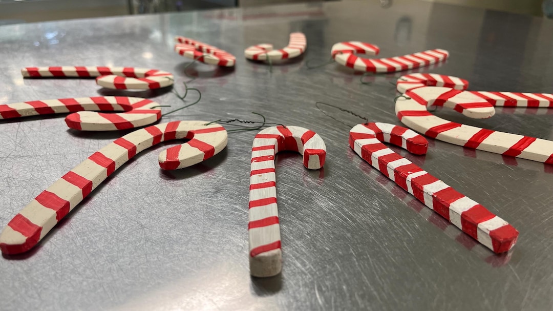 Wooden Hand-painted Candy Cane Ornaments - Etsy