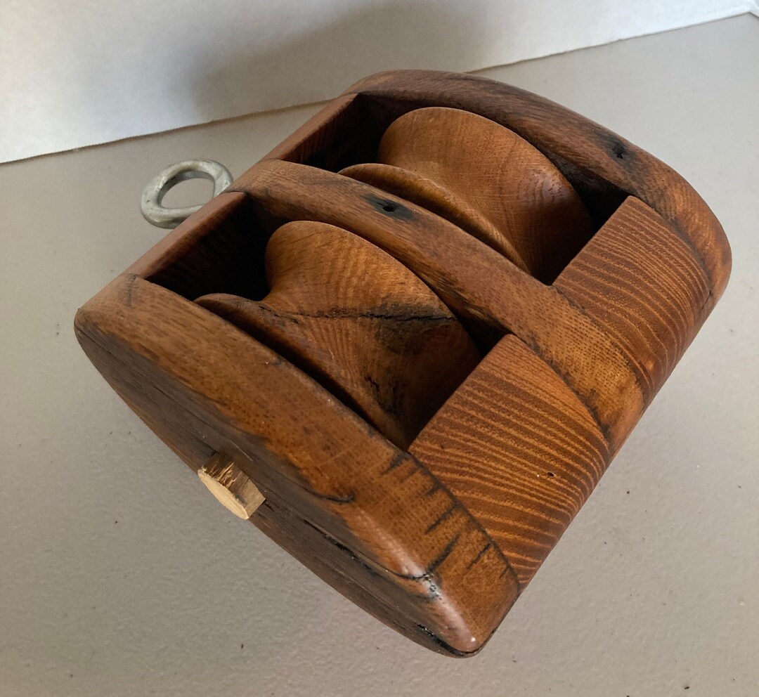 Handmade Oak Double Block Pulley - Etsy