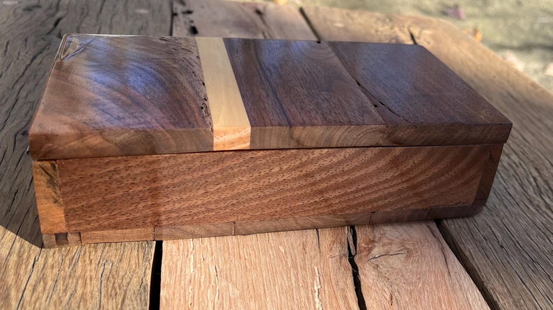 Black Walnut Cigarette Box With Poplar Stripe, Decorative Hardware - Etsy