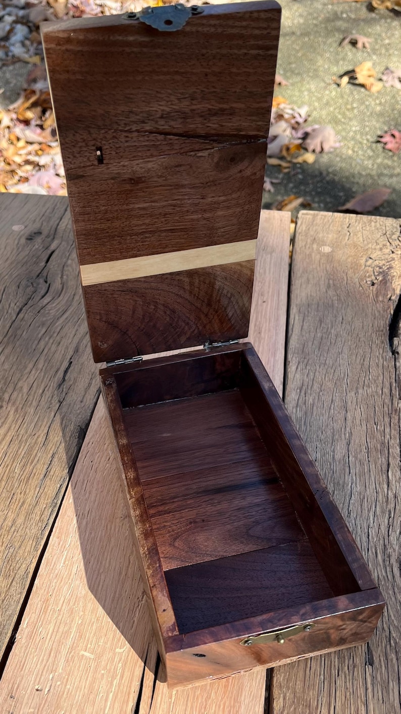 Black Walnut Cigarette Box With Poplar Stripe, Decorative Hardware - Etsy
