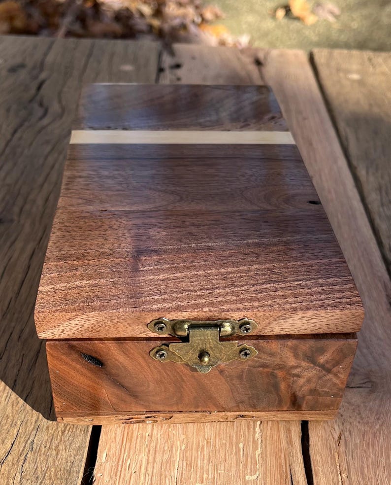 Black Walnut Cigarette Box With Poplar Stripe, Decorative Hardware - Etsy