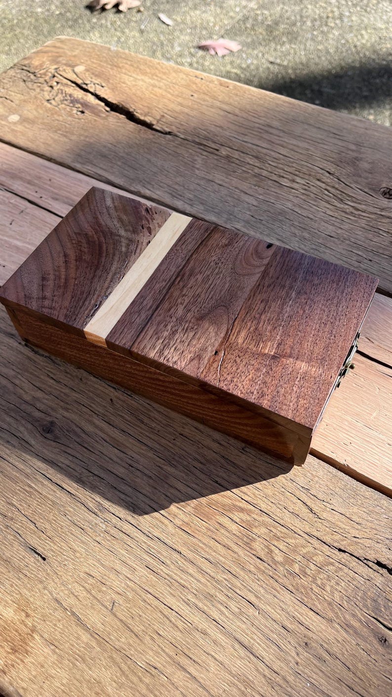 Black Walnut Cigarette Box With Poplar Stripe, Decorative Hardware - Etsy