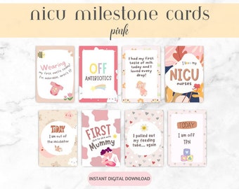 NICU Milestone Cards Black and White, Preemie Milestone Cards, NICU Mum ...
