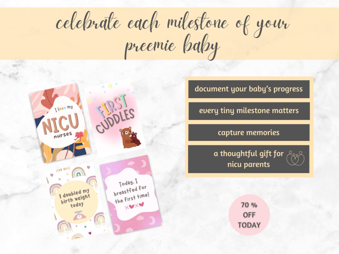 Pink Theme NICU Milestone Cards, Preemie Milestone Cards, NICU Mum Gift ...