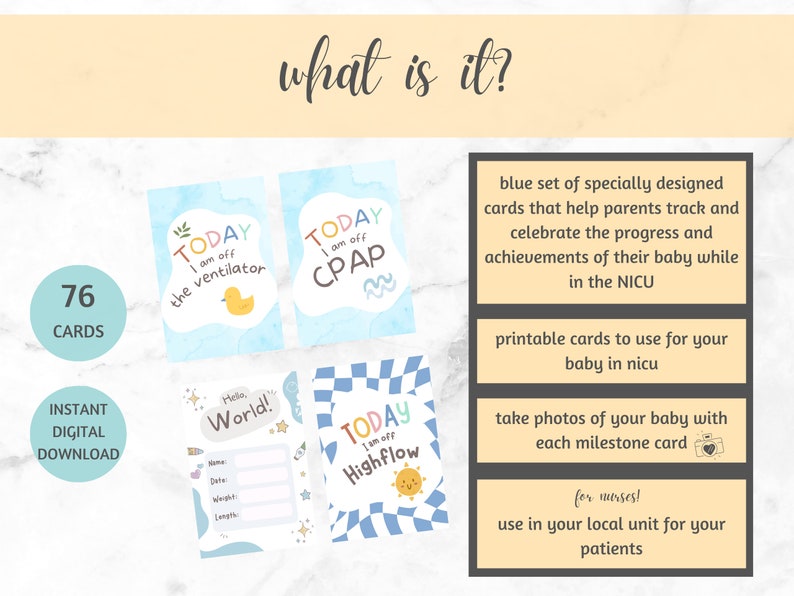 Blue Theme NICU Milestone Cards, Preemie Milestone Cards, NICU ...