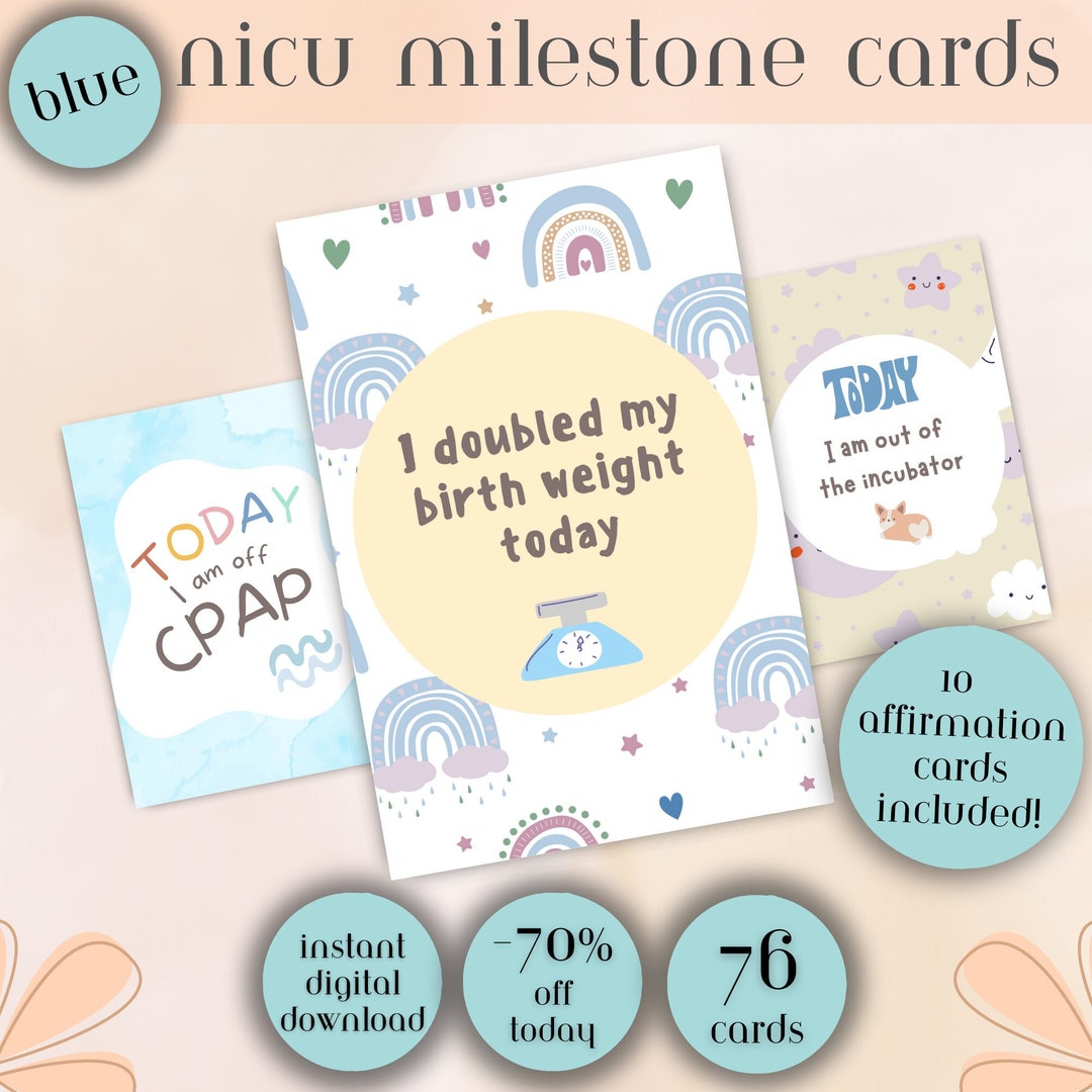 Blue Theme NICU Milestone Cards Preemie Milestone Cards NICU - Etsy