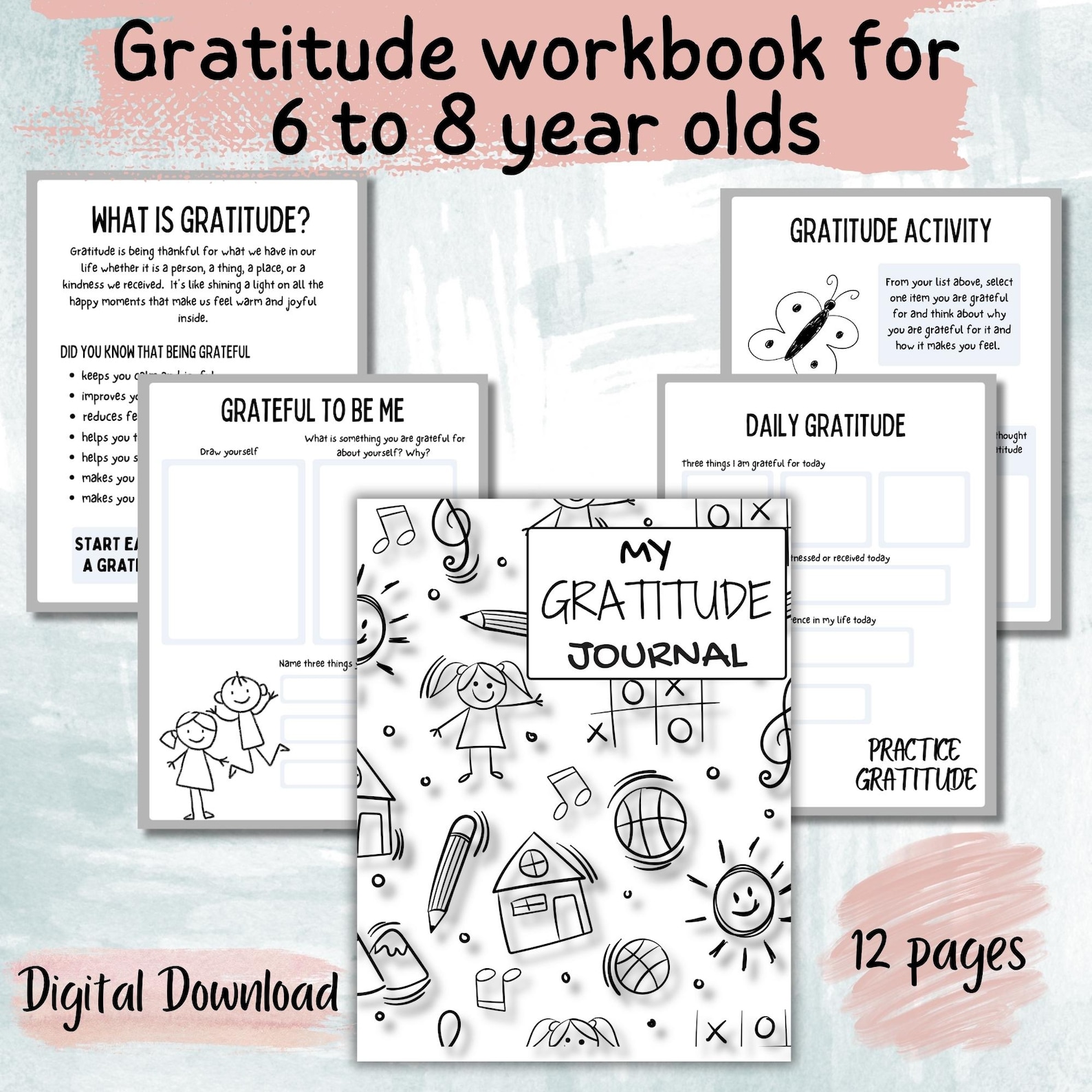 Gratitude Journal Kid Daily Journal Page Grade 1 Mindfulness Activity ...