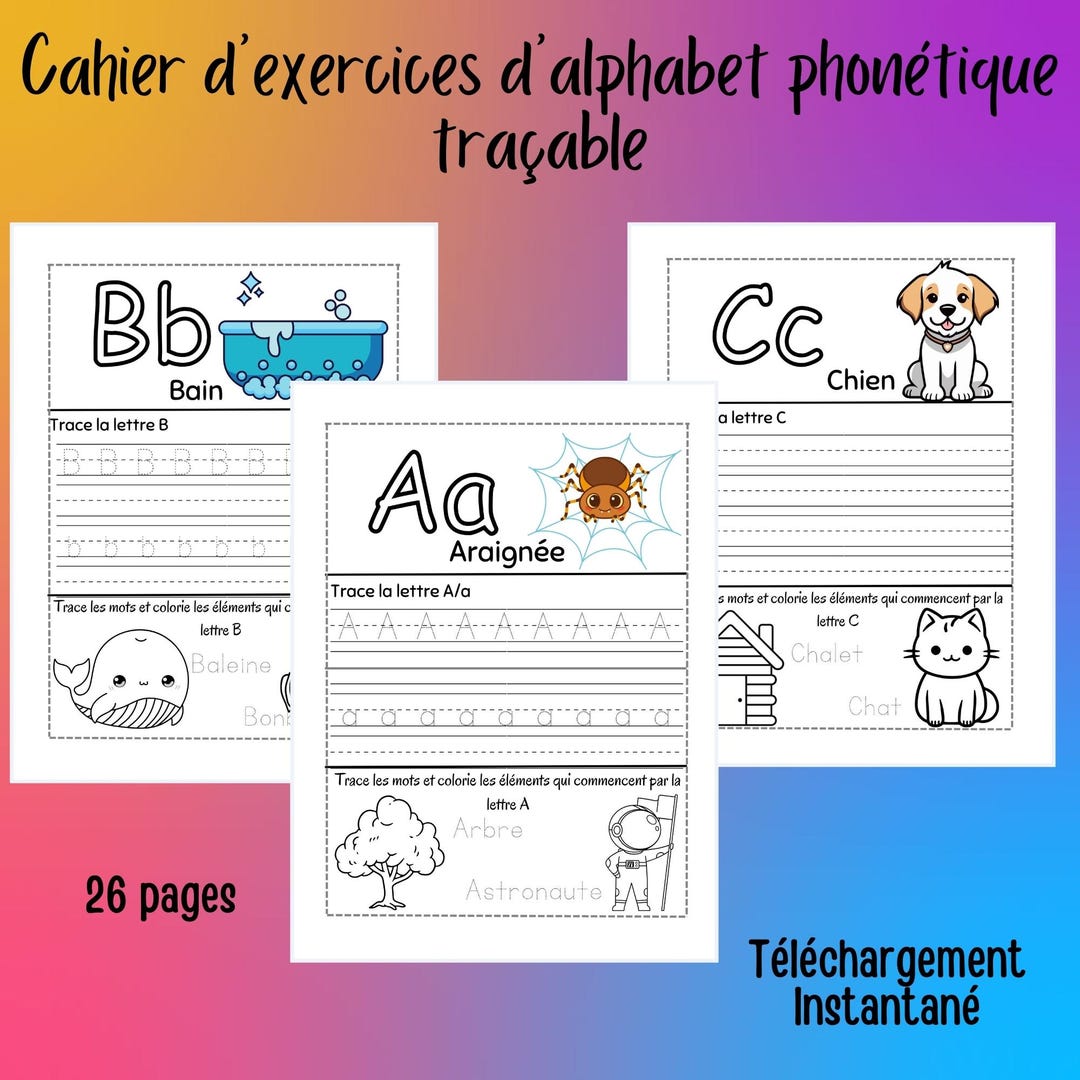 Cahier D'alphabet Phonétique Maternelle Fiche De Lettre Tracé 1re Année ...
