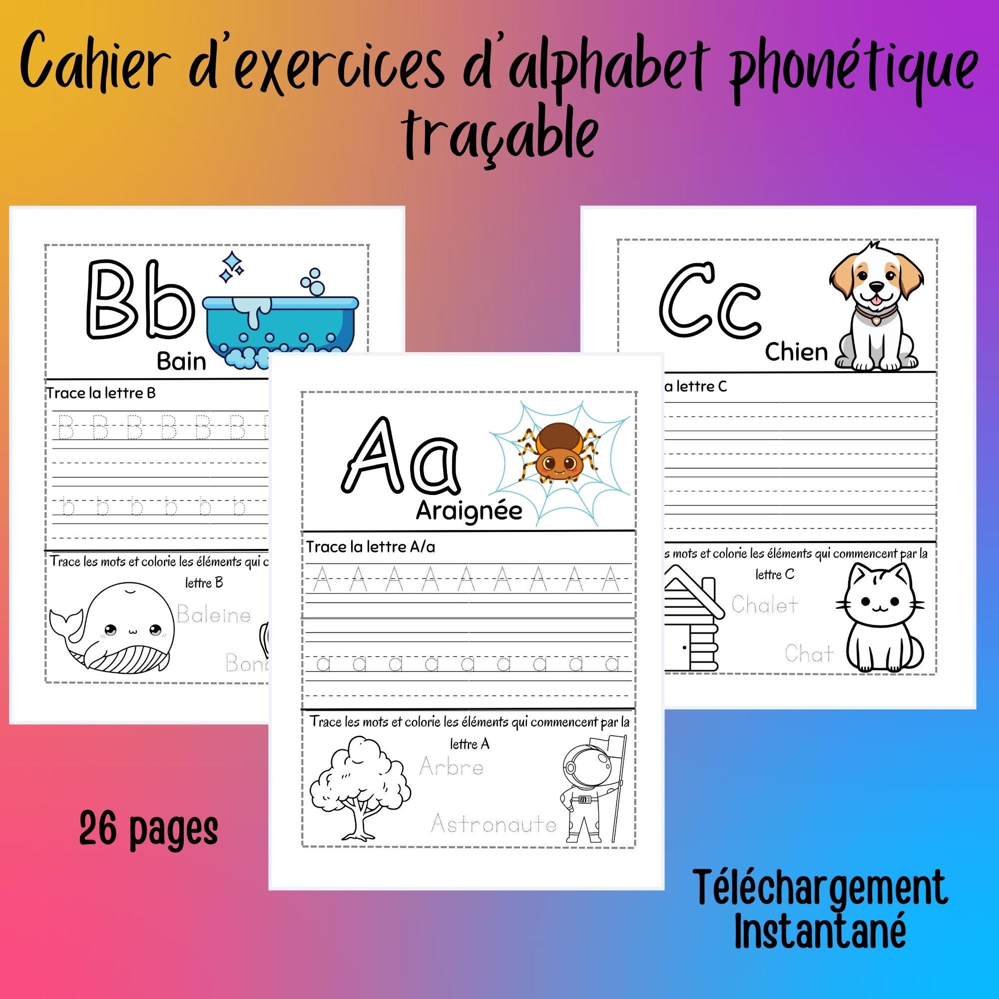 Cahier D'alphabet Phonétique Maternelle Fiche De Lettre Tracé 1re Année ...