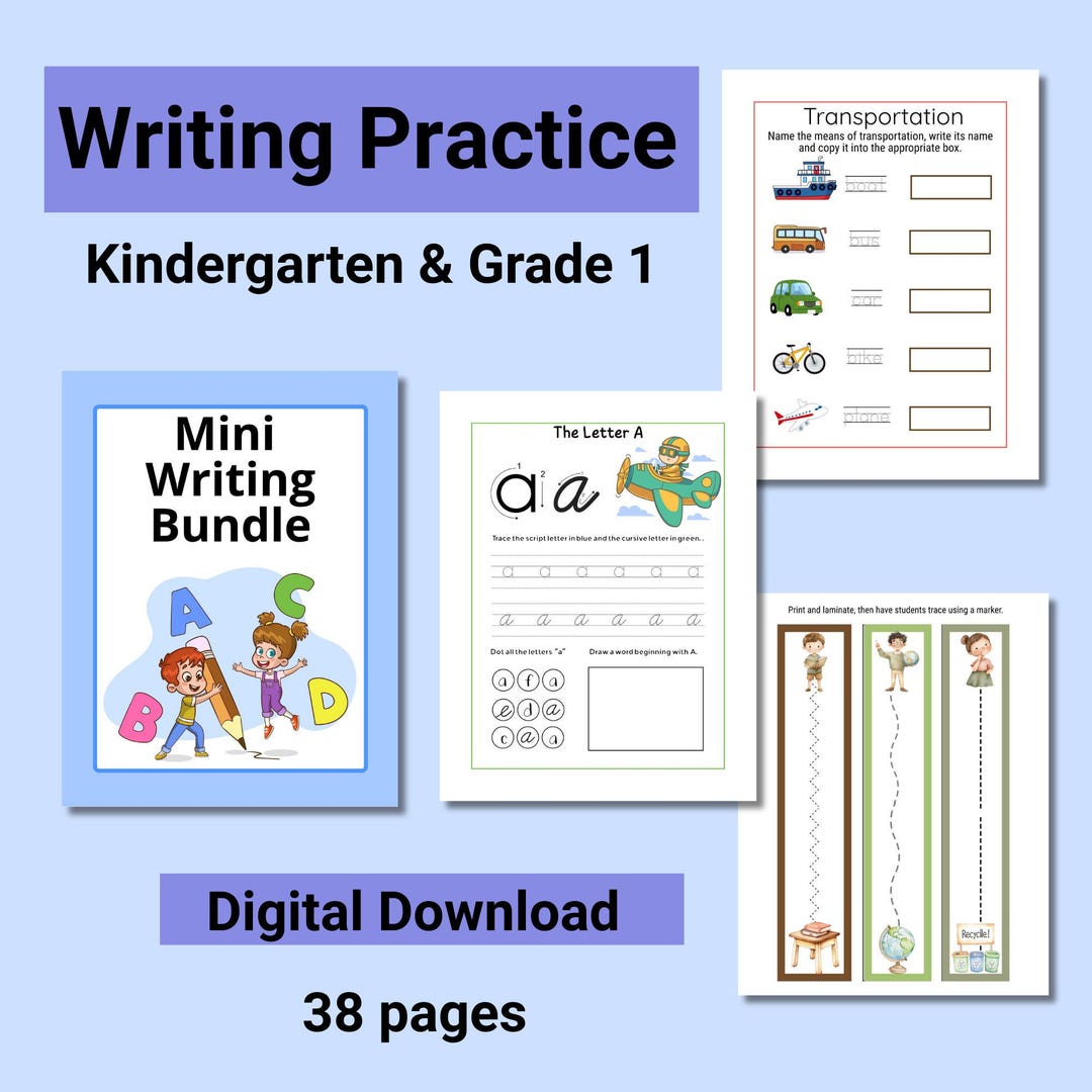 Mini Writing Bundle Kindergarten & Grade 1 Printable Cursive and ...
