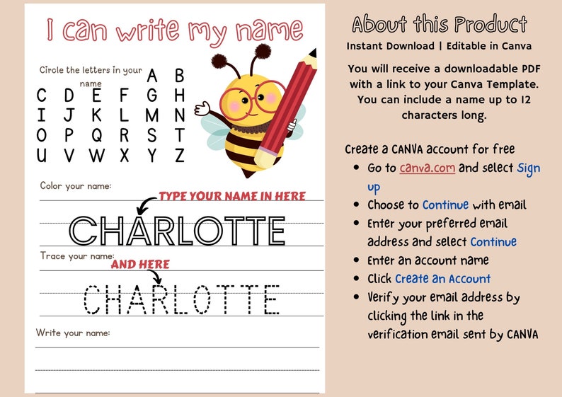 Editable Name Practice Worksheet for Preschool, Kindergarten and Grade ...