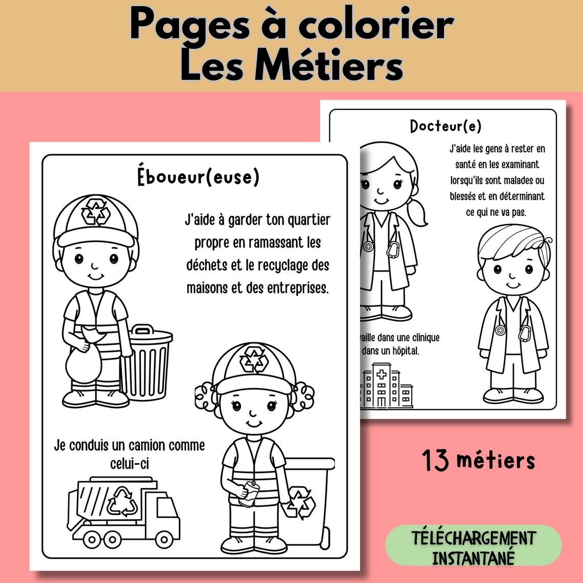 Fiche Sur Les Métiers Pour Enfant Cahier Sur Les Emplois Et Professions ...