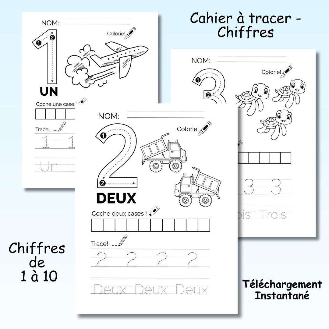 Cahier D'écriture De Chiffre Enfant Préscolaire Page De Traçage Pour ...