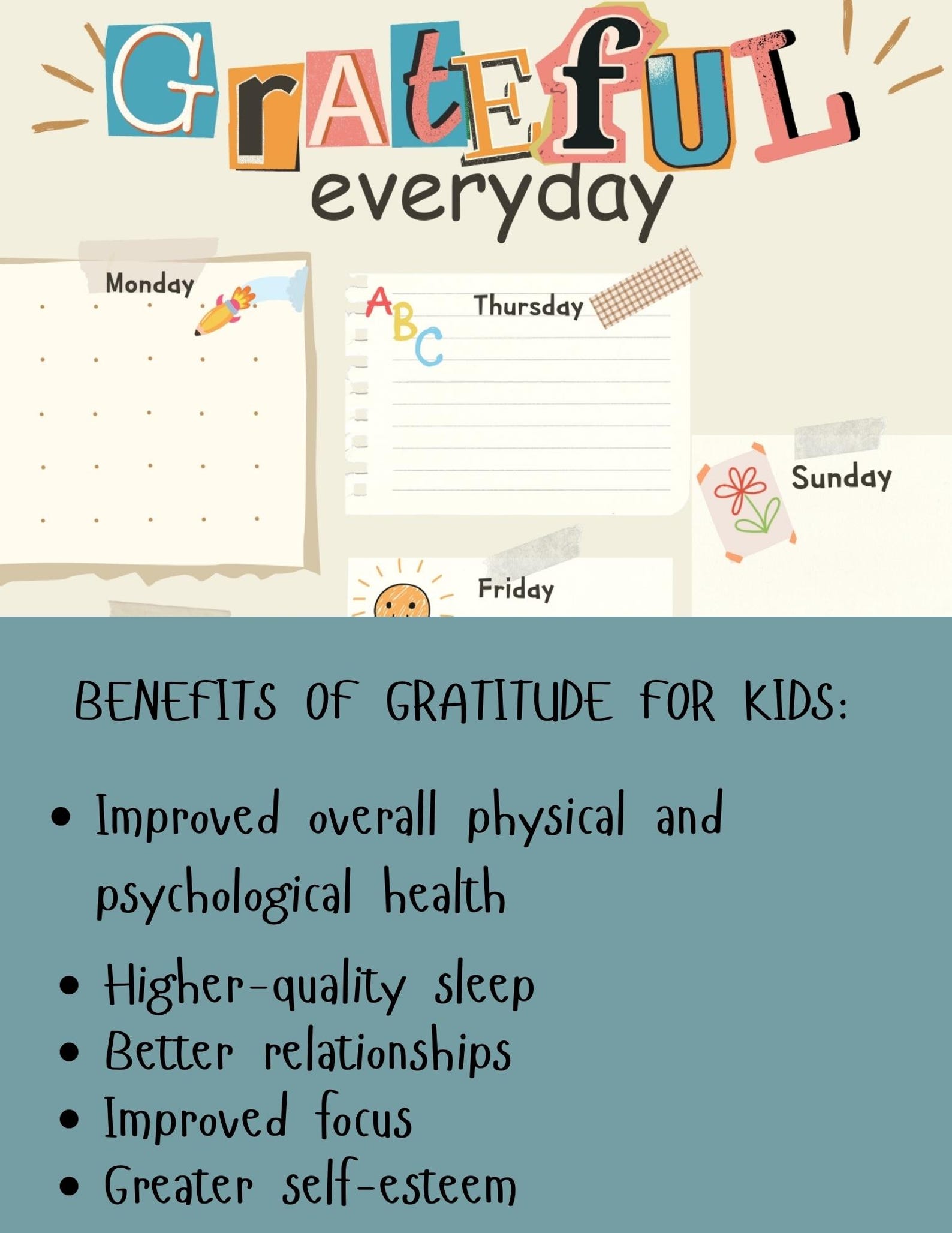 Kids Daily Gratitude Chart - Printable Activity for Positive Mindset ...