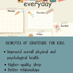 Kids Daily Gratitude Chart - Printable Activity for Positive Mindset ...