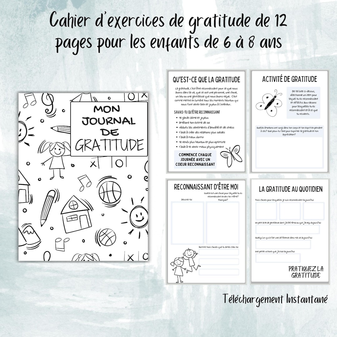 Journal De Gratitude Pour Enfant Page De Journal Quotidien Imprimable ...