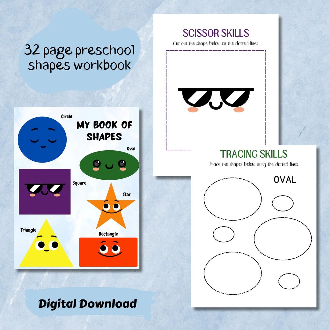 Preschool Traceable Shape Printable Workbook Toddler Tracing Activity ...