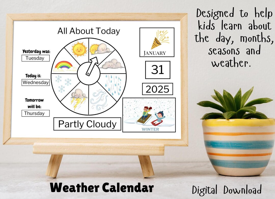 Kids Daily Calendar Printable - Weather Chart -homeschool Activities ...