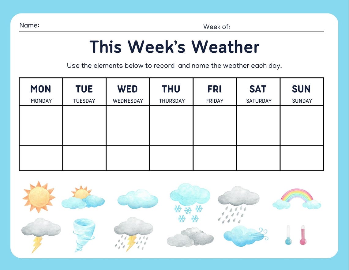 Weather Chart Preschool and Kindergarten Circle Time Activity ...