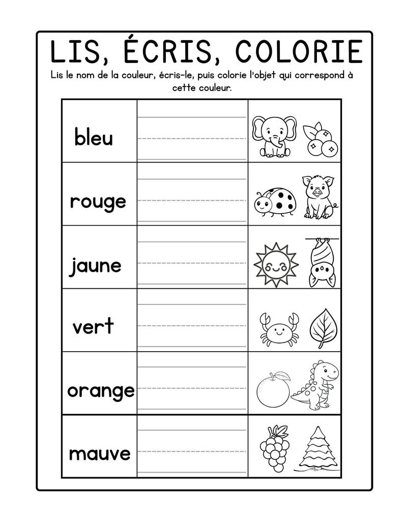 Cahier des couleurs axé sur la littératie préscolaire et maternelle (PS ...