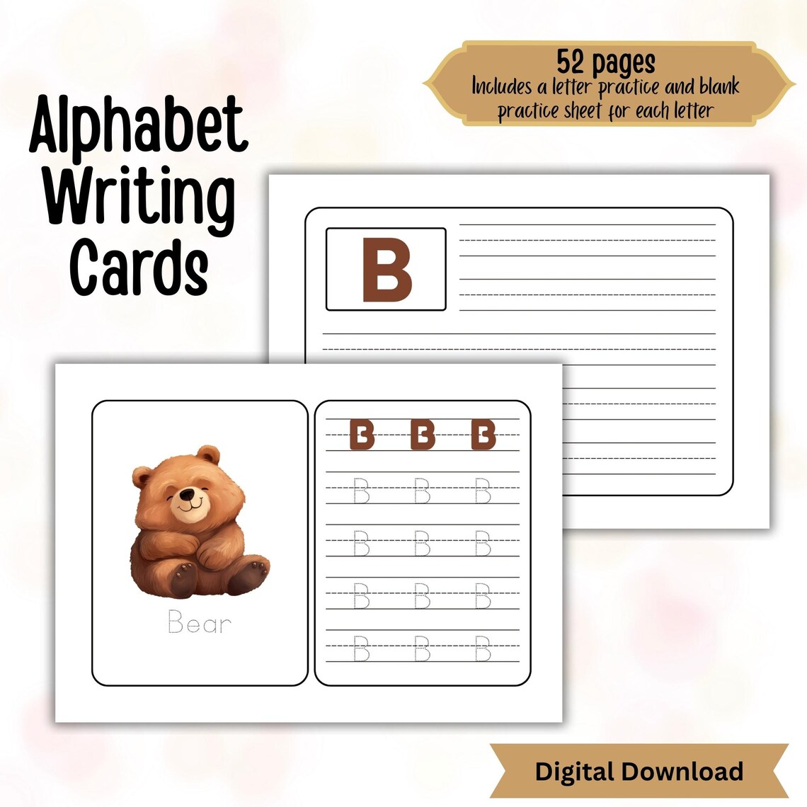 Alphabet Traceable Worksheet Preschool Letter Tracing Page Kindergarten ...