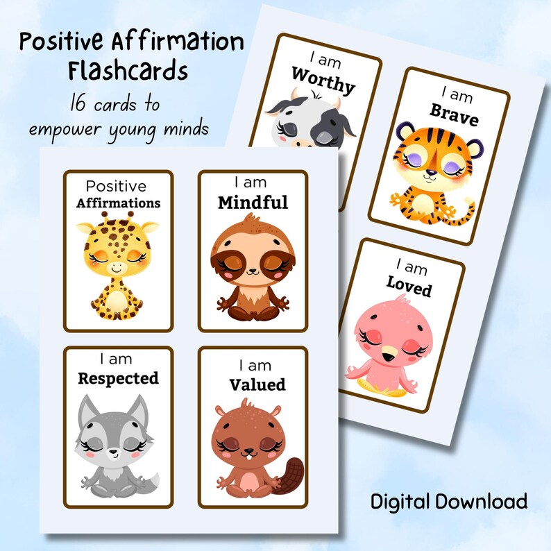 Positive Affirmation Cards for Kids Printable Mindfulness Activity ...