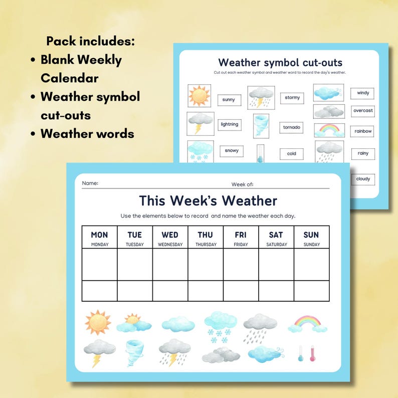 Weather Chart Preschool and Kindergarten Circle Time Activity ...