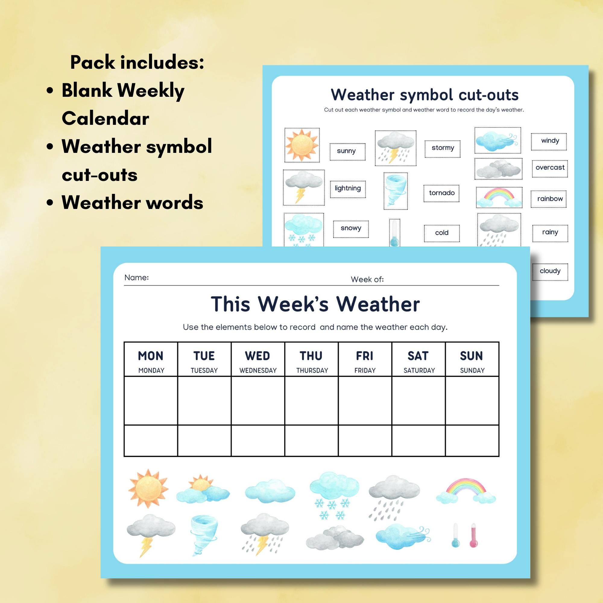 Weather Chart Preschool and Kindergarten Circle Time Activity ...
