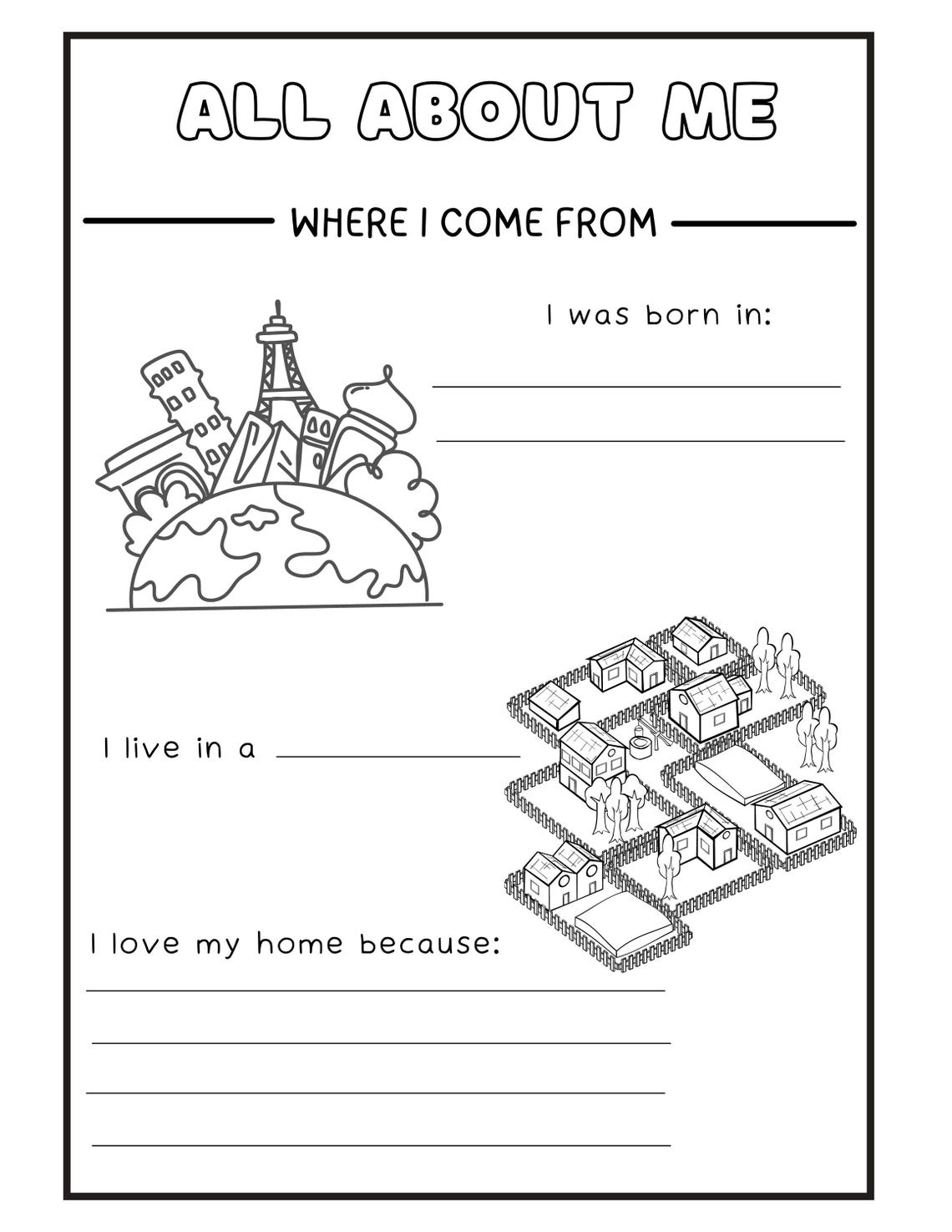 All About Me Workbook for Grade 1 and 2 - Etsy