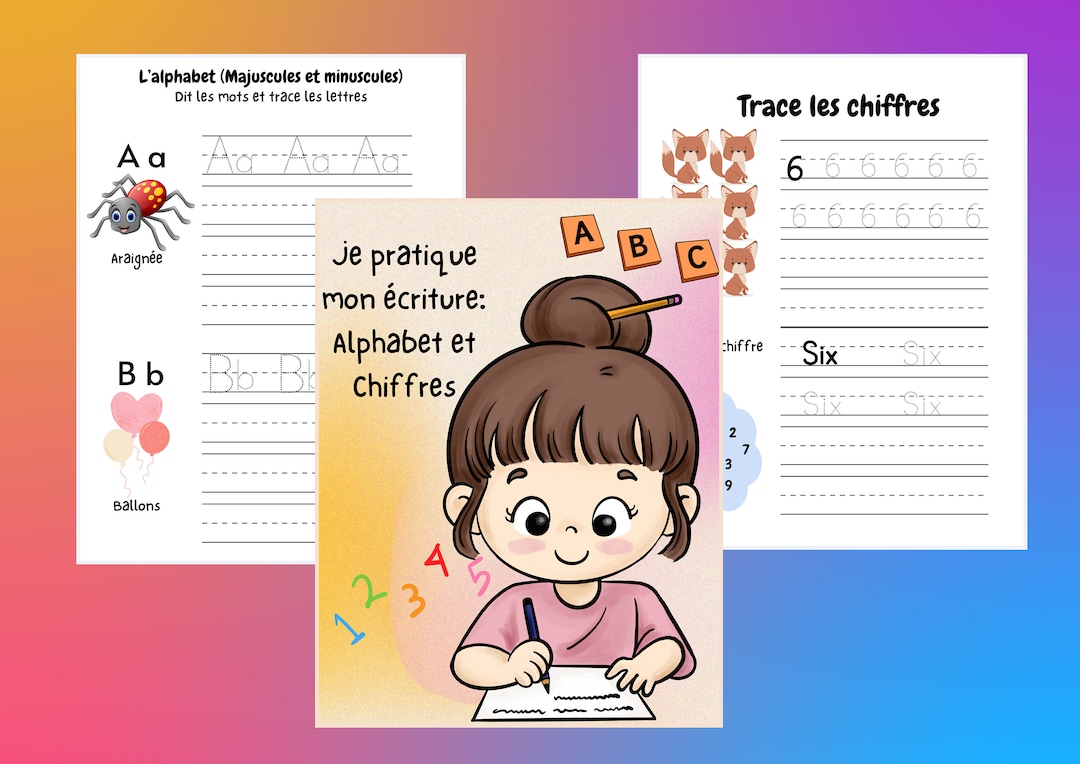 Cahier D'exercices D'écriture De L'alphabet Et Des Chiffres Pour La ...