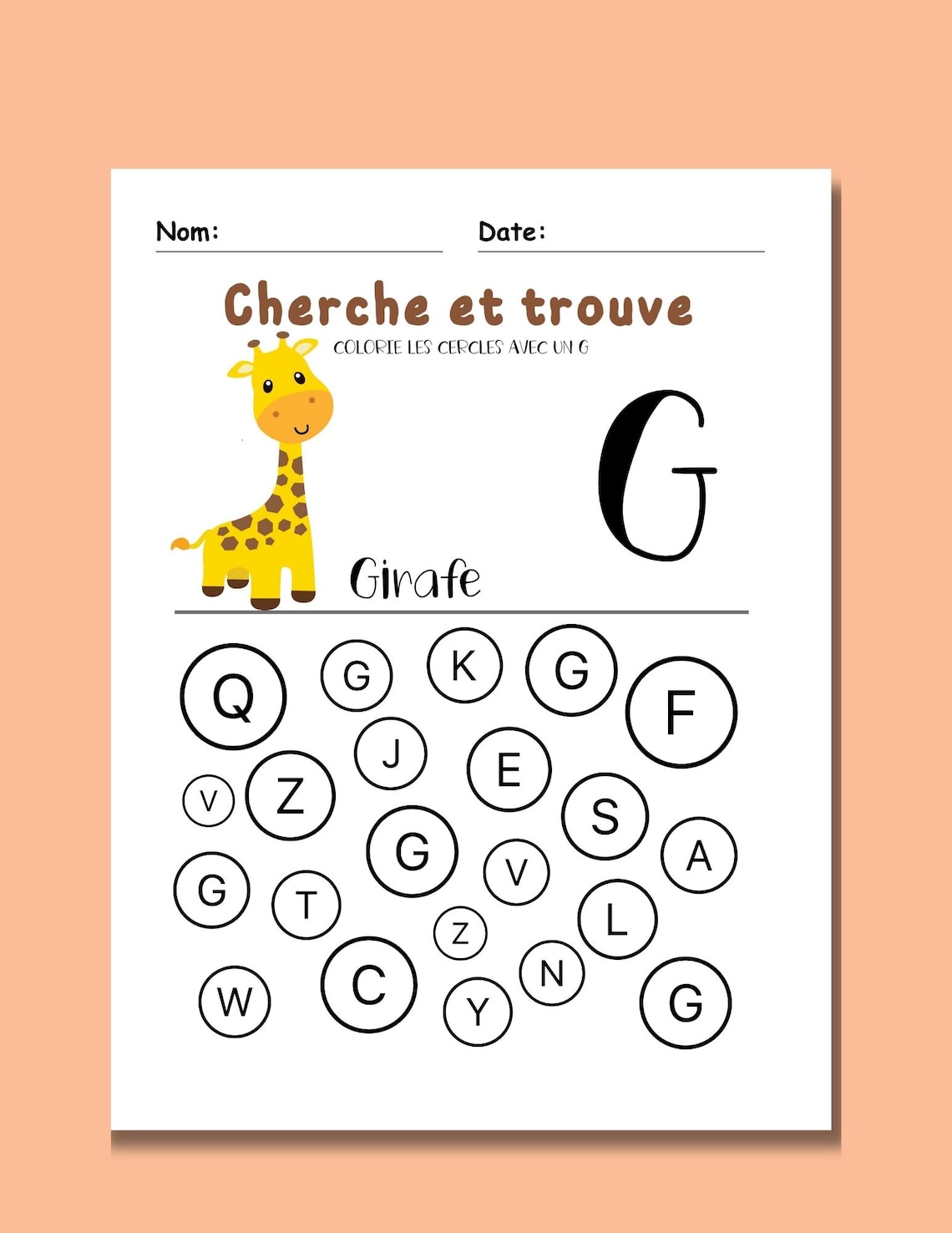Cahier D’exercices Alphabet Cherche Et Trouve Préscolaire Activité à ...