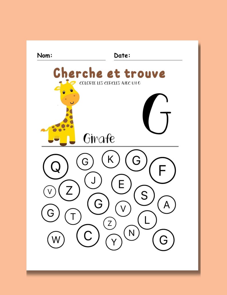 Cahier D’exercices Alphabet Cherche Et Trouve Préscolaire Activité à ...