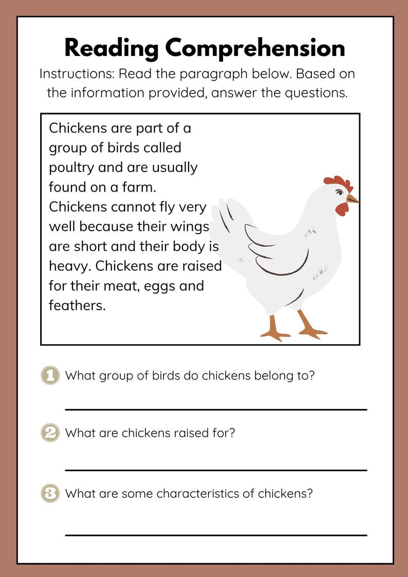 English Reading Comprehension Booklet Grade 1 and 2 Handwriting ...