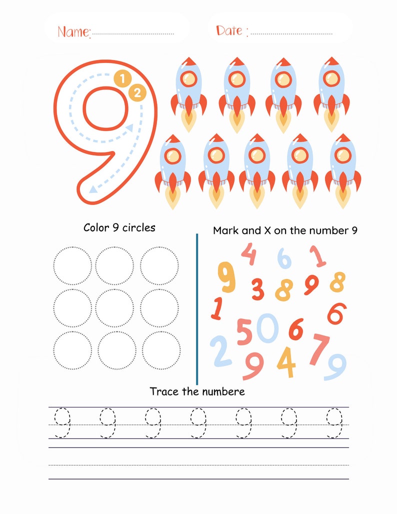 Printable Numbers of Day/week, 1-10 Worksheets for Daycare, Homeschool ...